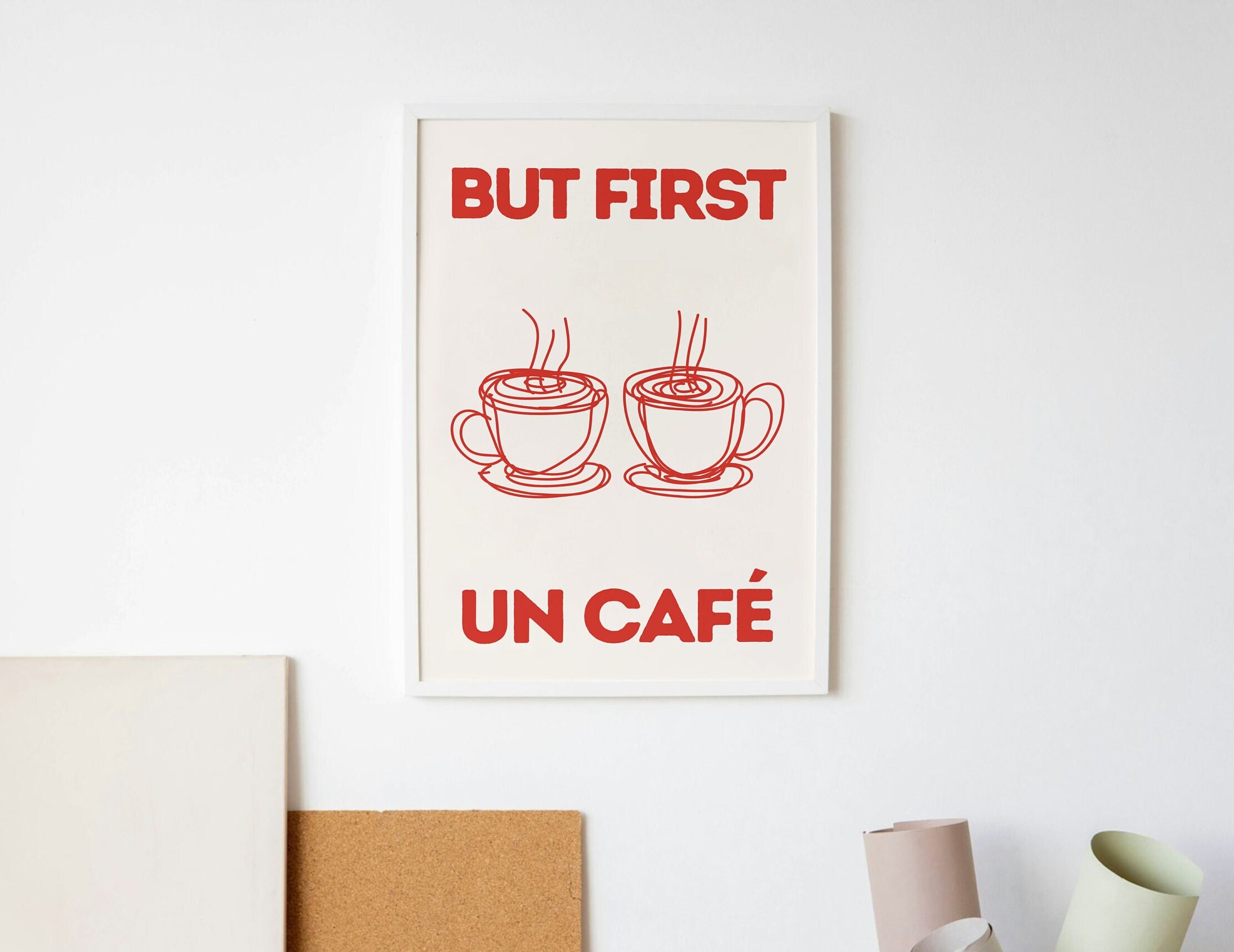 French Coffee Art Print Café Poster French Kitchen Decor Minimalist ...