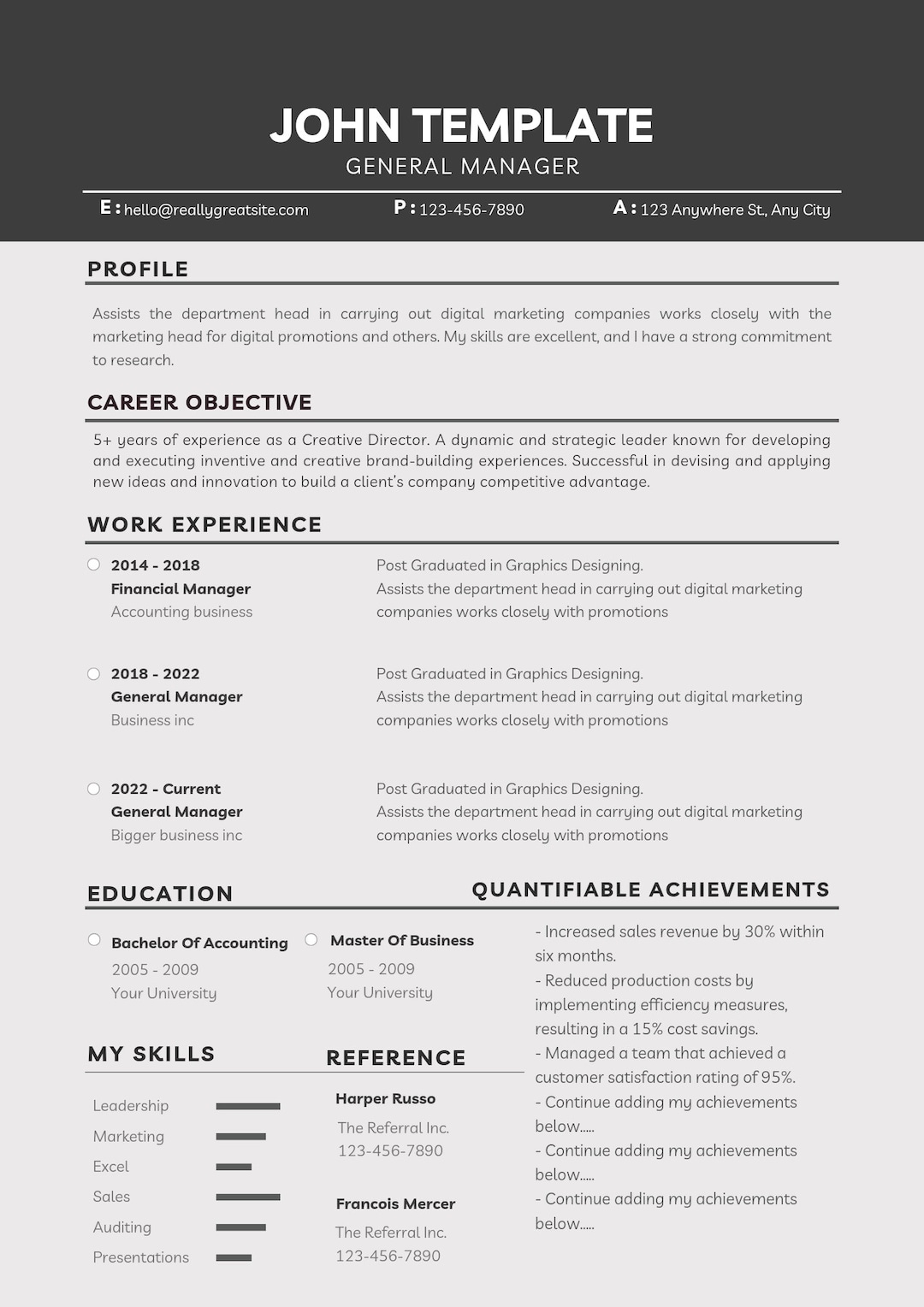 ATS Optimised Modern Resume Template Fully Customisable - Etsy