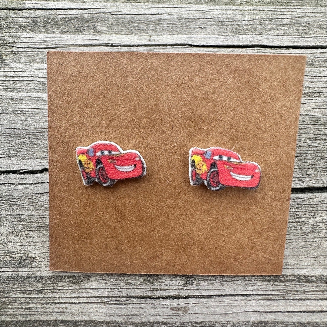 Lightning Mcqueen Stud Earrings: Disney Cars Stainless Steel - Etsy