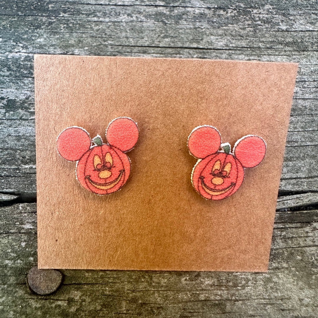 Mickey Mouse Head Pumpkin Jack O Lantern Earrings/disney Earrings ...