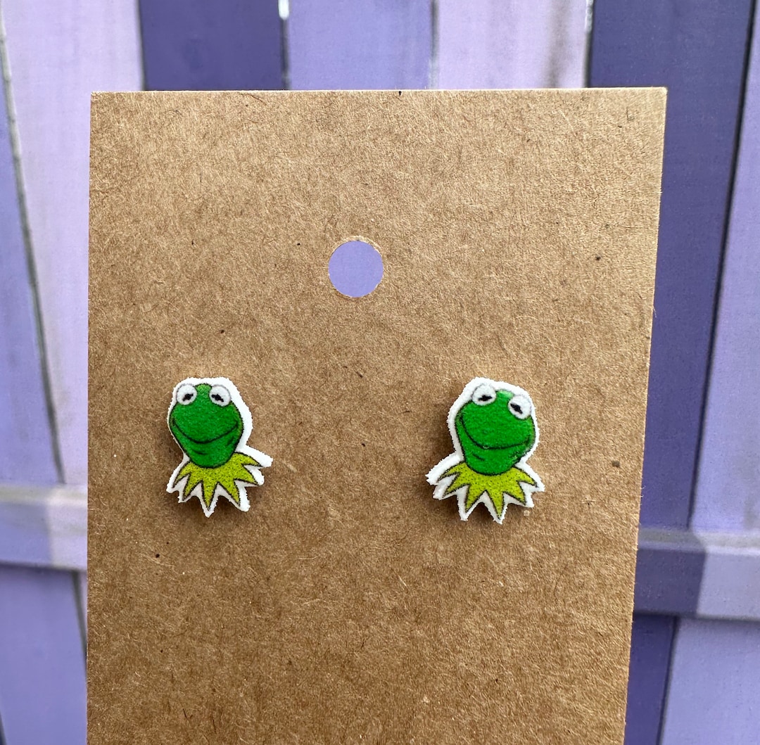 Kermit Head Earrings/disney Earrings/muppets Earrings/disney Trip/stud ...