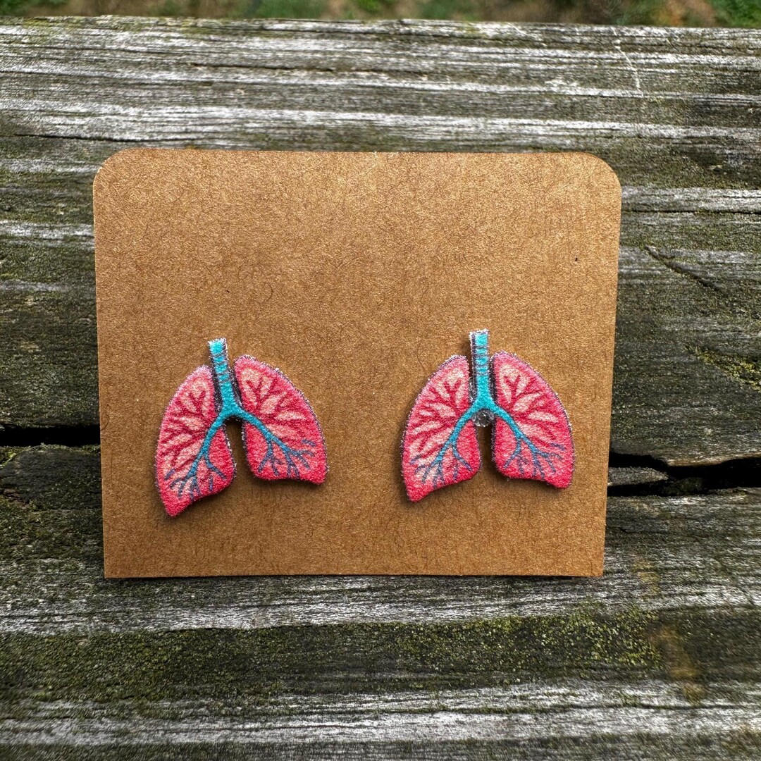 Lung Stud Earrings: Stainless Steel, Medical Anatomy Jewelry - Etsy