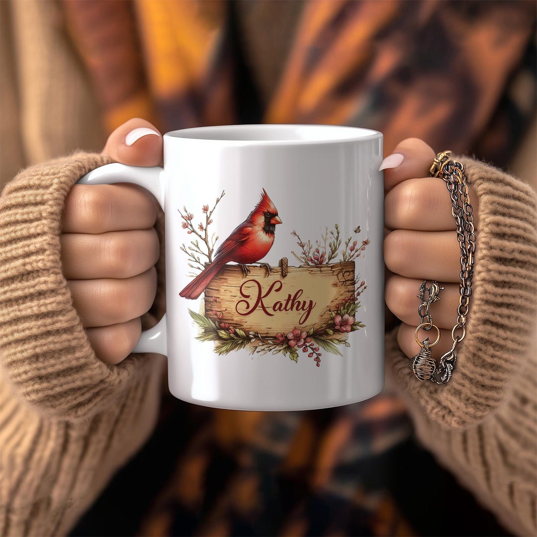 Personalized Cardinal Mug: Custom Bird Mug, Red Cardinal Coffee Cup ...