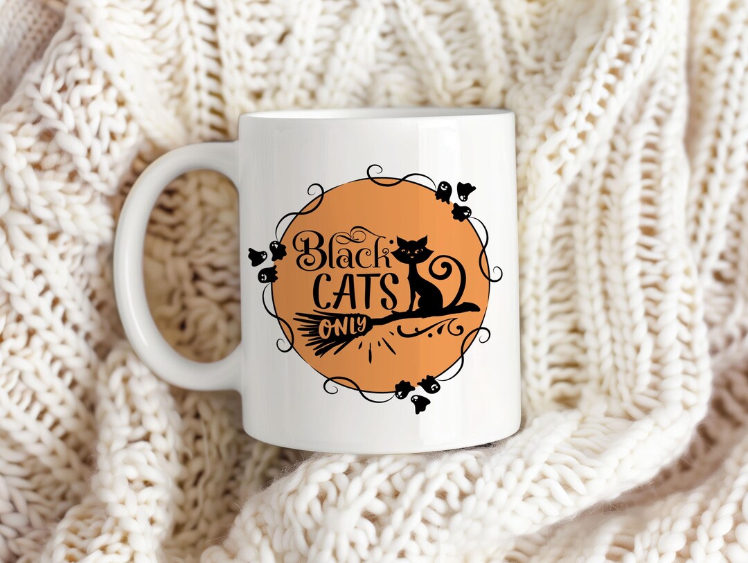Halloween Cat Mug, Fall Theme Mug, Cute Fall Mug, Cute Halloween Cat ...