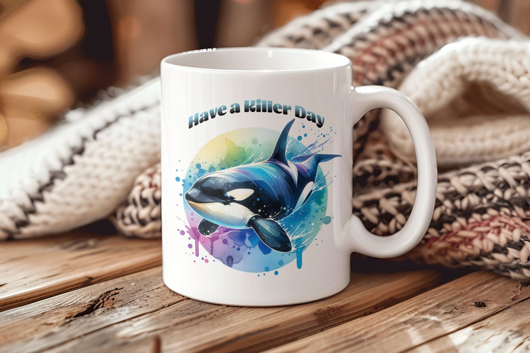 Funny Orca Whale Mug, Killer Whale Coffee Cup, Watercolor Orca Gifts ...