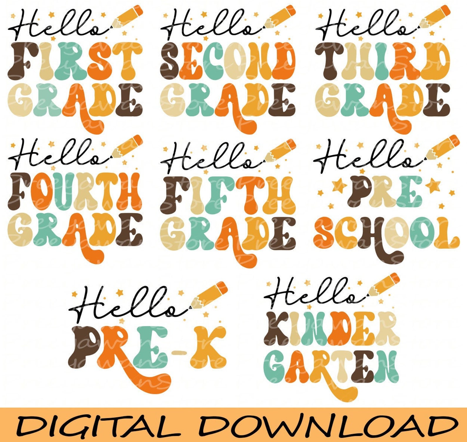 Back to School Bundle, Kindergarten, Pre K PNG, First Day of School ...