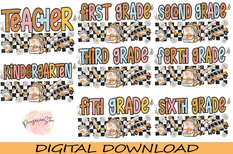 Back to School Bundle, Kindergarten, Pre K PNG, First Day of School ...