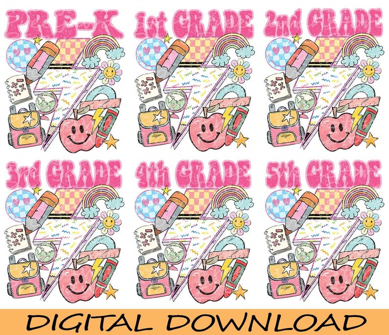 Back to School Bundle, Pre K PNG, First Day of School, School Png ...