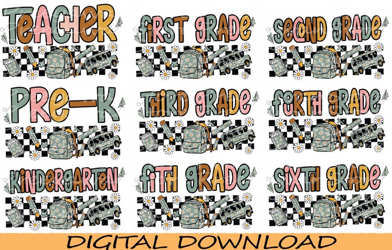 Back to School Bundle, Kindergarten, Pre K PNG, First Day of School ...