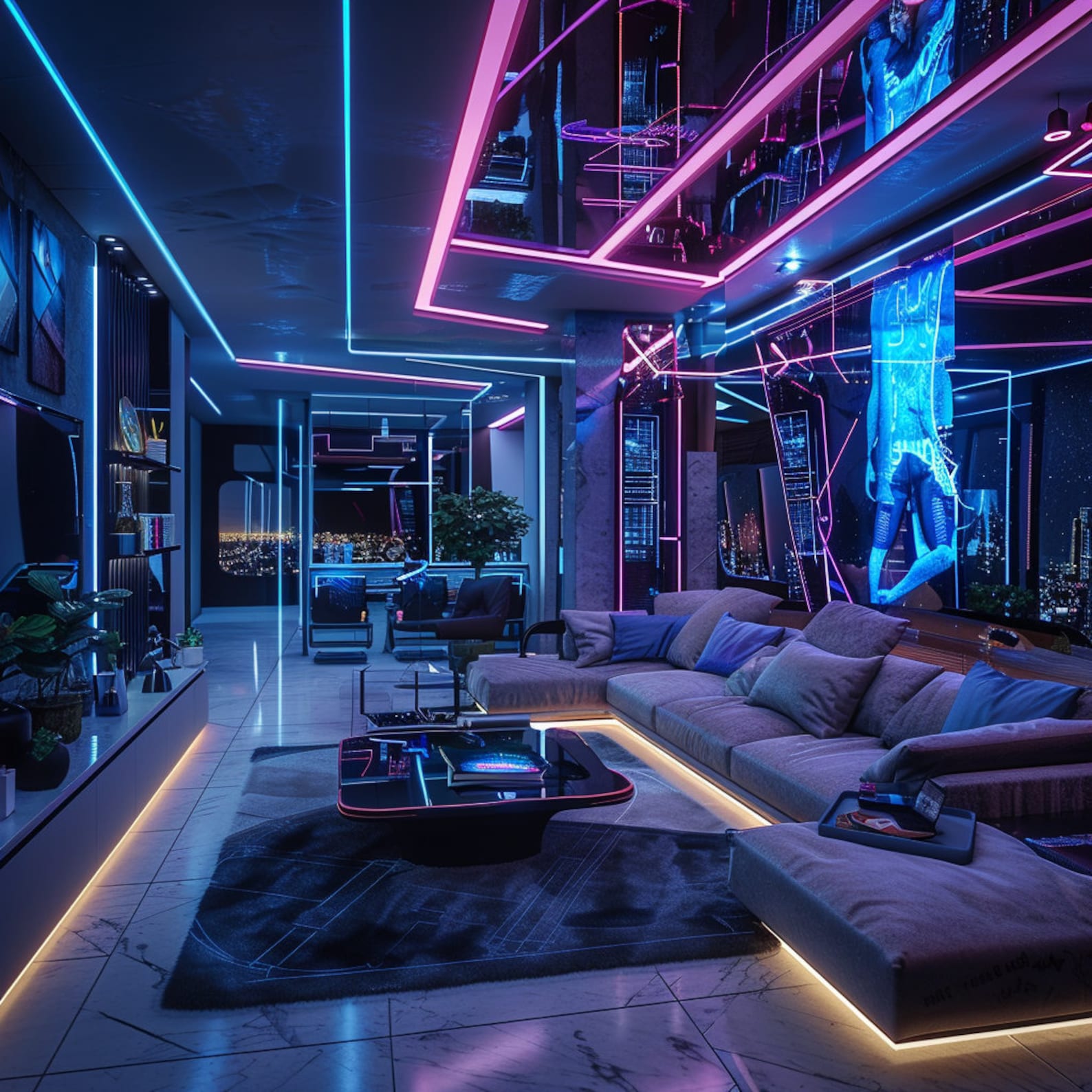 Cyberpunk Living Room | 4 Photos | Digital Art | Printable Art ...