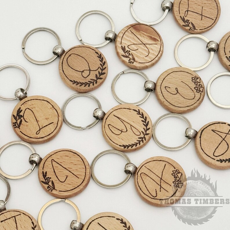 Wooden Handcrafted Initial Keychains - Etsy