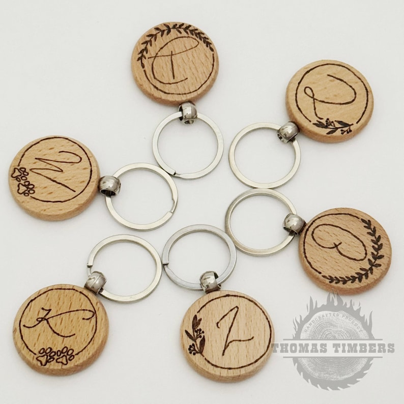 Wooden Handcrafted Initial Keychains - Etsy