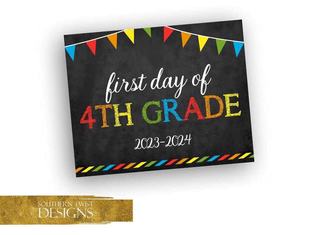 First Day of School Sign Chalkboard Sign 4th Grade - Etsy