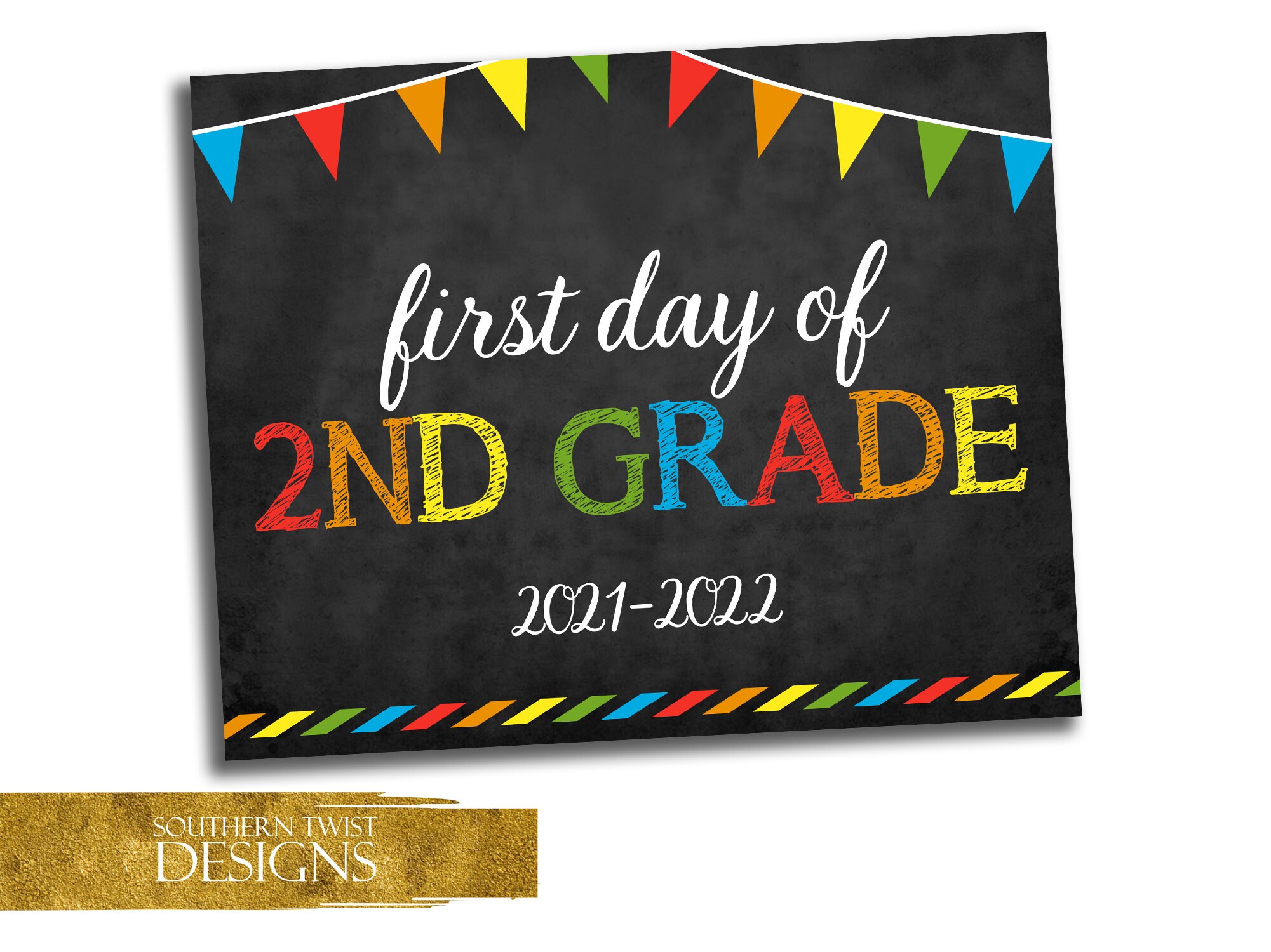 First Day of School Sign 2nd Grade Printable Chalkboard Sign | Etsy