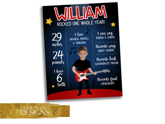 Rock N Roll Baby Milestone Poster Sign Rockstar Kids Birthday | Etsy