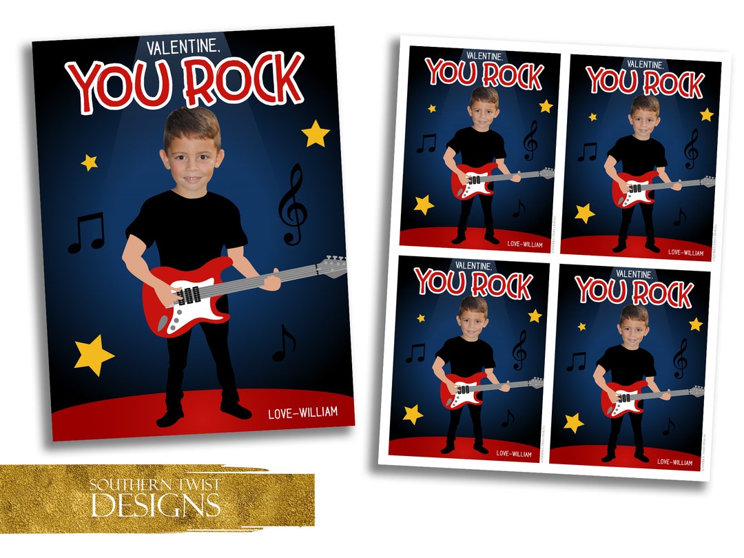 Rockstar Kids Valentine Card, Custom Valentine's Day Card for School ...