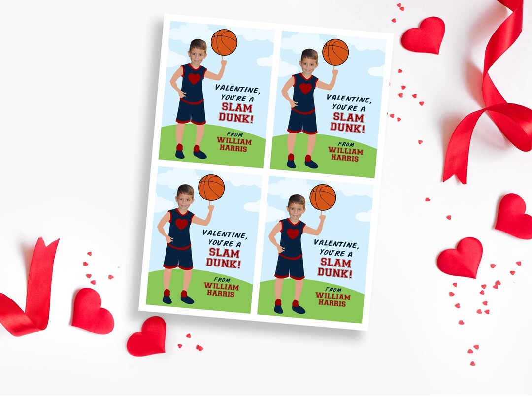 Slam Dunk Valentine, Classroom Valentines, School Valentine’s Day Card ...