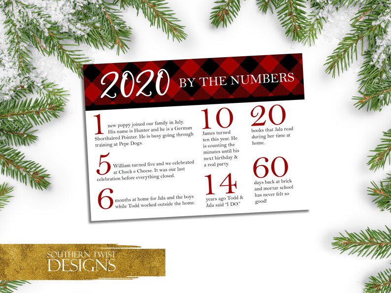 Merry Christmas by the Numbers Year in Review Photo Card - Etsy
