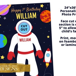 Space Party Photo Prop, Astronaut Face Cut Out Photo Frame Personalized ...