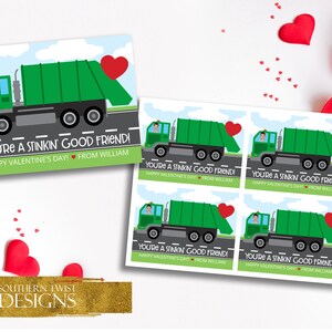 Garbage Truck Valentine Tag for School Stinkin Good Friend Printable ...