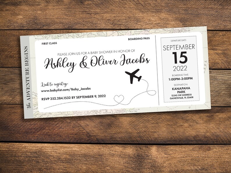 Destination Plane Boarding Pass Ticket Shower Invite and - Etsy