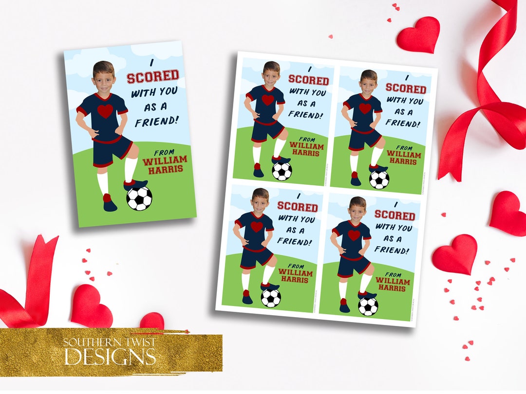 Printable Soccer Valentines Day Card for School Classroom Party, Soccer ...