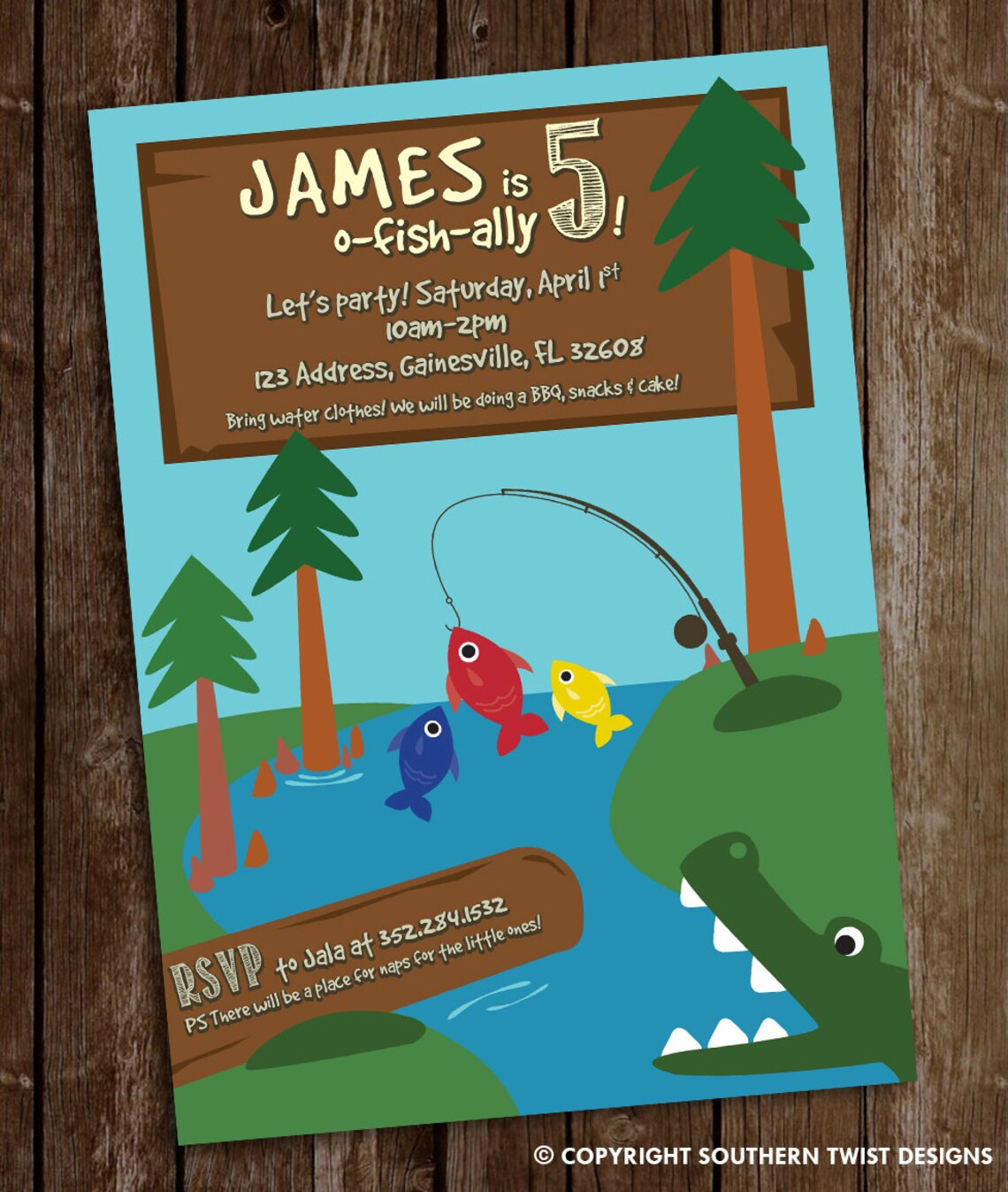 Custom Fishing Birthday Party Invitation River Fishing With - Etsy