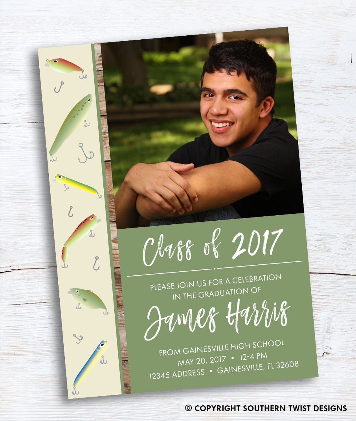 Rustic Fishing Graduation Invitation Custom Graduation Photo | Etsy