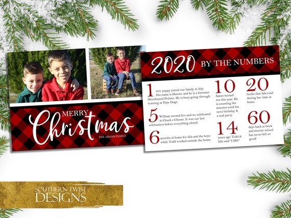 Merry Christmas by the Numbers Year in Review Photo Card - Etsy