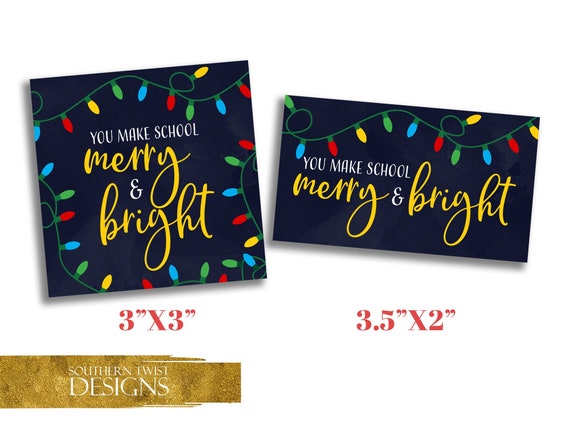 Printable Christmas Gift Tags You Make School Merry & Bright | Etsy