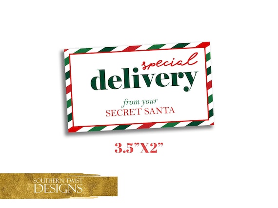 Special Delivery Secret Santa Printable Gift Tag Secret Santa - Etsy