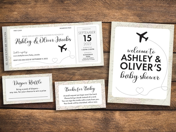 Destination Plane Boarding Pass Ticket Shower Invite and - Etsy