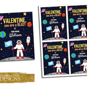 Astronaut in Space Valentine Card With Your Child's Photo, Outer Space ...