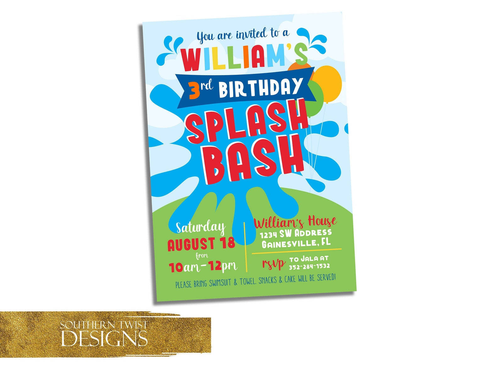 Splash Bash Birthday Invitation Splash Pad Invitation Pool | Etsy