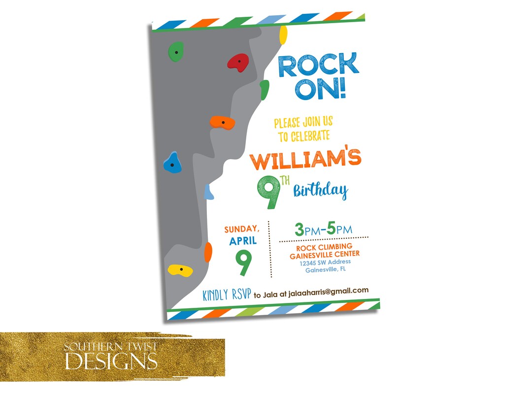 Rock Climbing Invitation and Sign - Rock Climbing Birthday Party - Rock ...