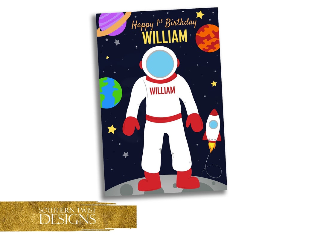 Space Party Photo Prop, Astronaut Face Cut Out Photo Frame Personalized ...