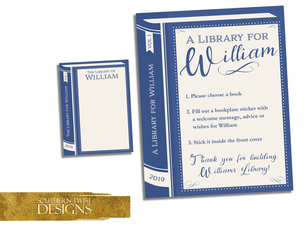 Custom Baby Library Bookplate and Baby Shower Sign - Bookplate and ...