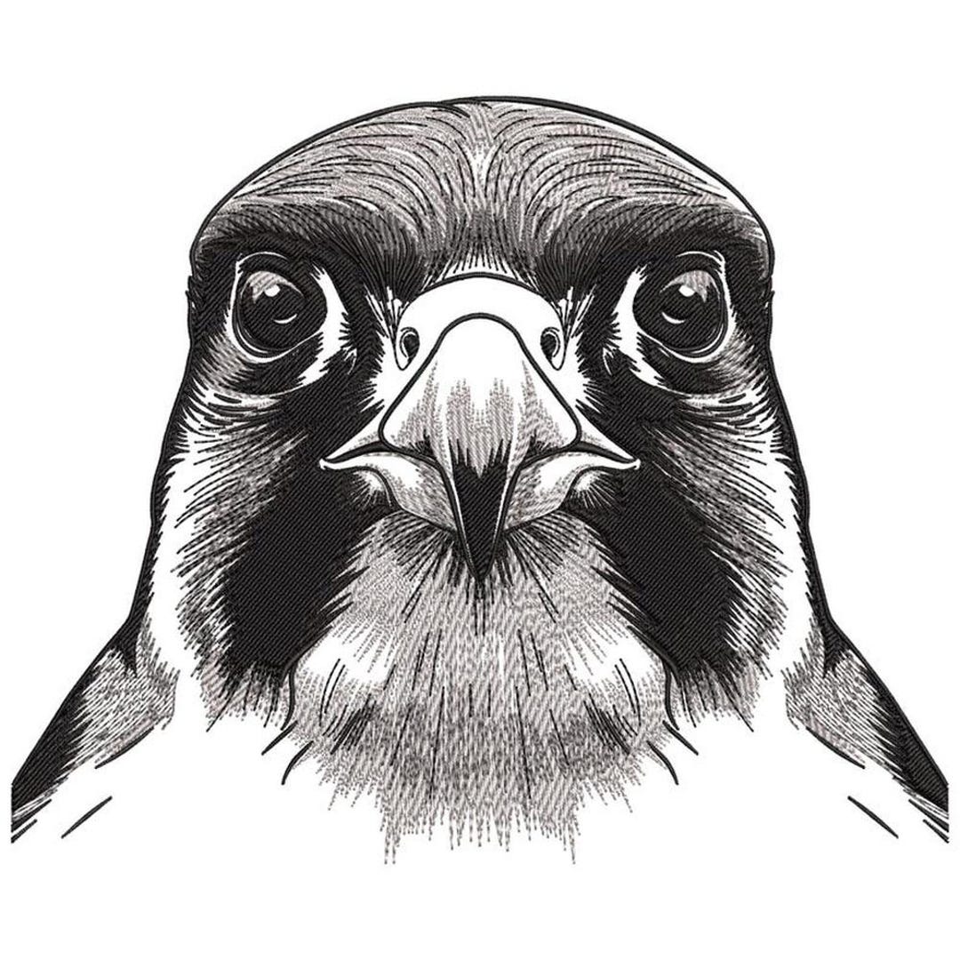 Falcon Face Embroidery Design, Peregrine Falcon Machine Embroidery File ...