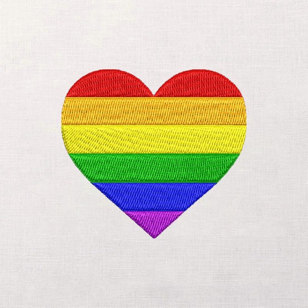 Pride Stripe Heart Embroidery Design, LGBTQ Patch Pattern, Colorful ...