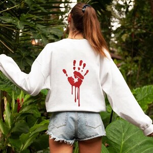 Red Blood Handprint Embroidery Pattern, Horror Drip Stitch File ...
