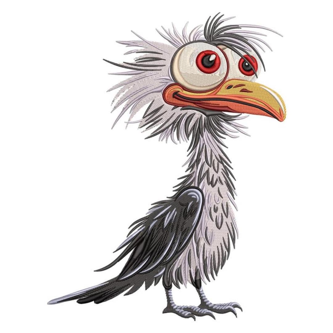Quirky Bird Embroidery Design, Cartoon Animal Machine Embroidery File ...