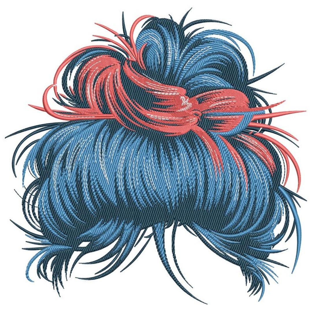Messy Bun Hair Embroidery Design, Woman Updo Embroidery File, Modern ...