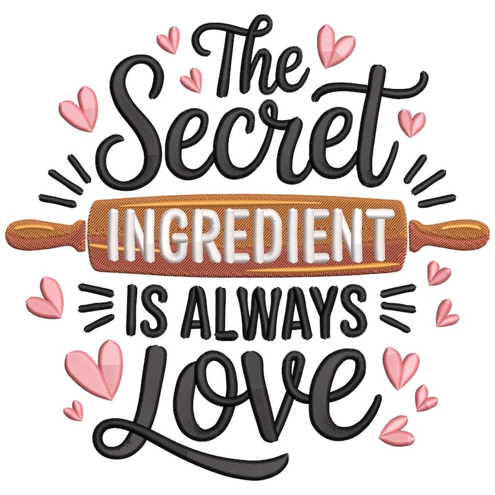 Rolling Pin Love Quote Embroidery Design, Baking Phrase Machine ...