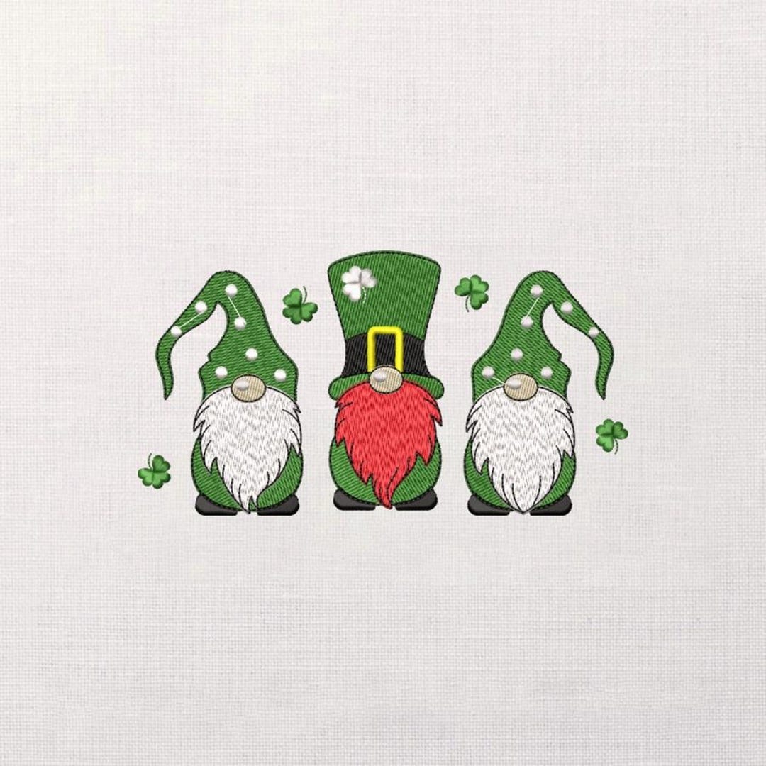 Irish Gnome Trio Embroidery Design, Shamrock Hats, Lucky Leprechaun ...