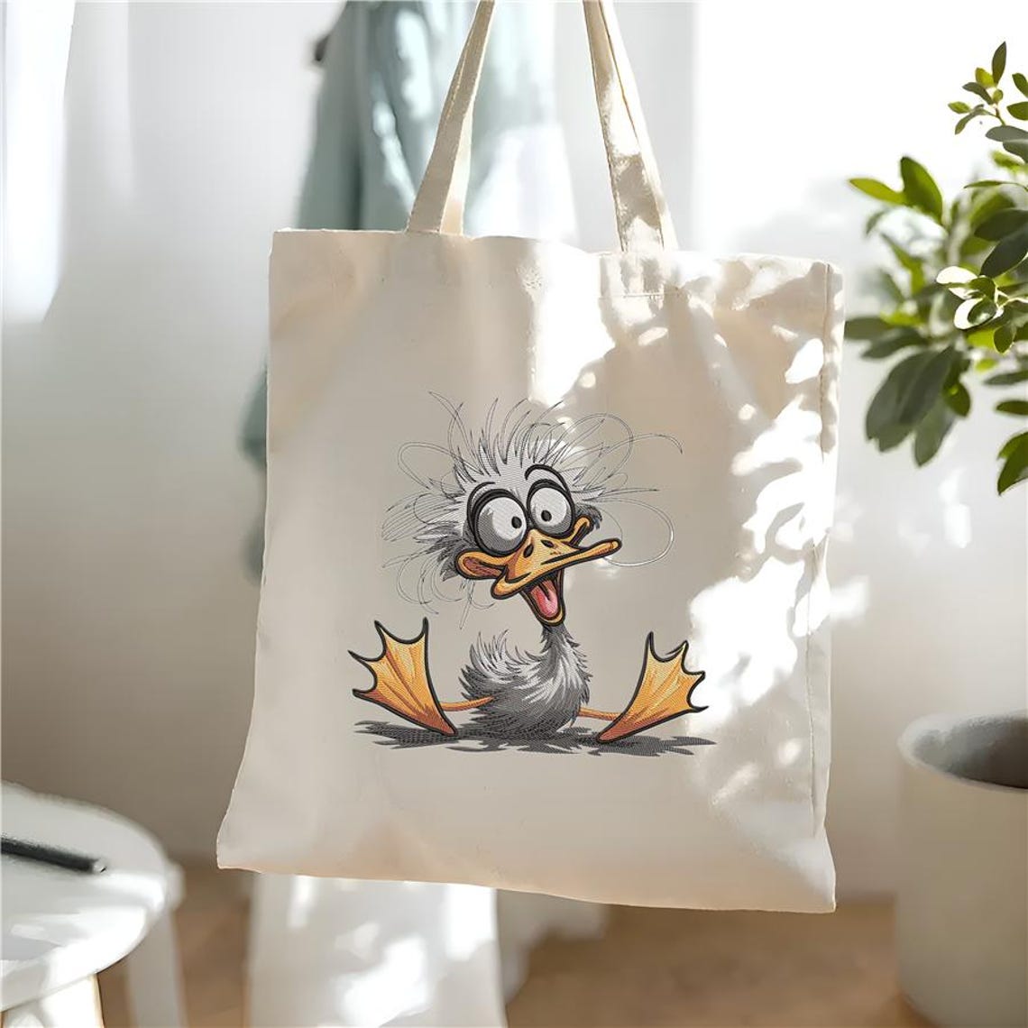 Crazy Frazzled Duck Embroidery Design, Funny Cartoon Duck Machine ...