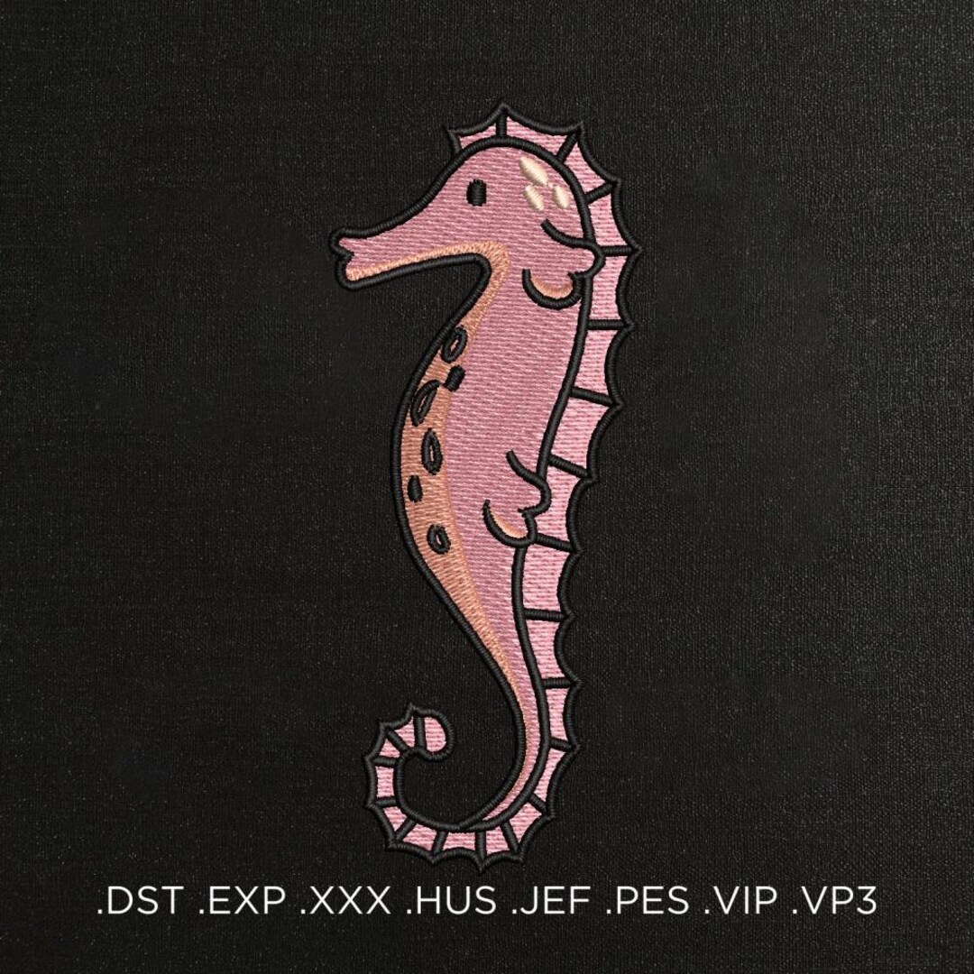 Seahorse Embroidery Design, Ocean Animal Pattern, Cute Marine Motif ...
