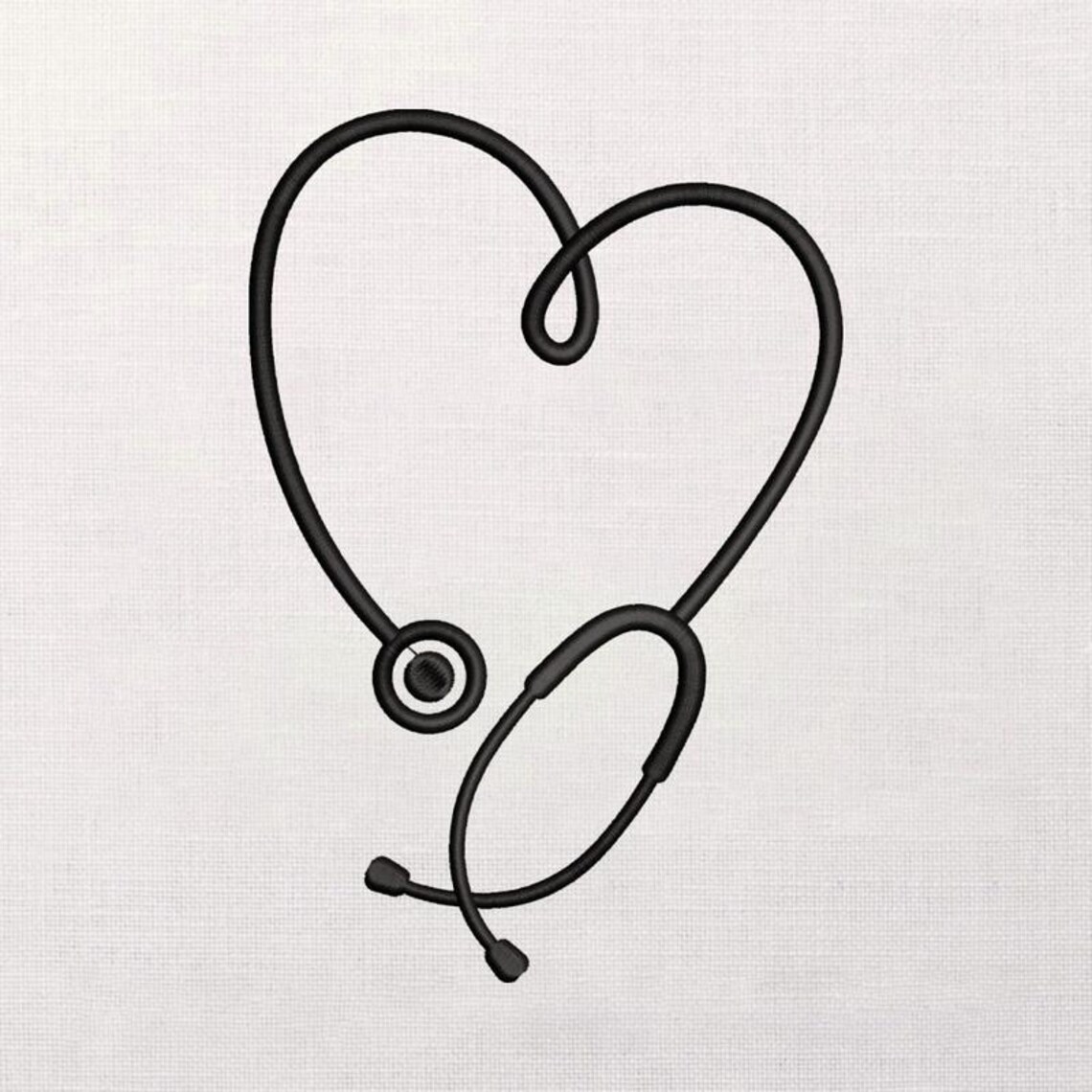 Stethoscope Heart Embroidery Design, Minimalist Line Art Pattern, Nurse ...