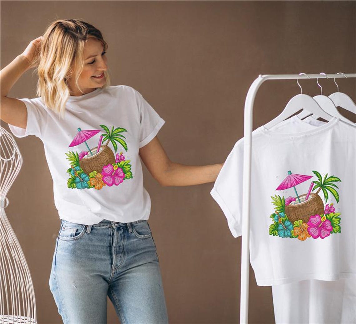 Tropical Coconut Drink Embroidery Design, Exotic Flowers Machine ...