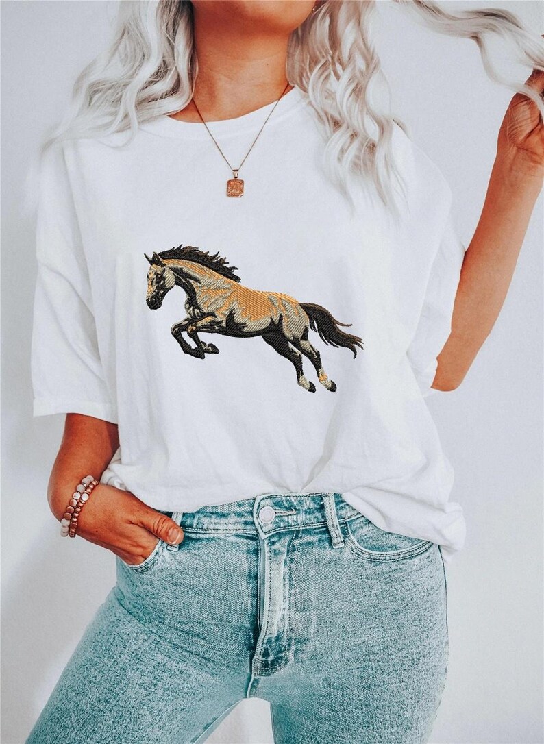 Running Horse Embroidery Design, Wild Mustang Stitch Pattern, Western ...
