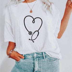 Stethoscope Heart Embroidery Design, Minimalist Line Art Pattern, Nurse ...